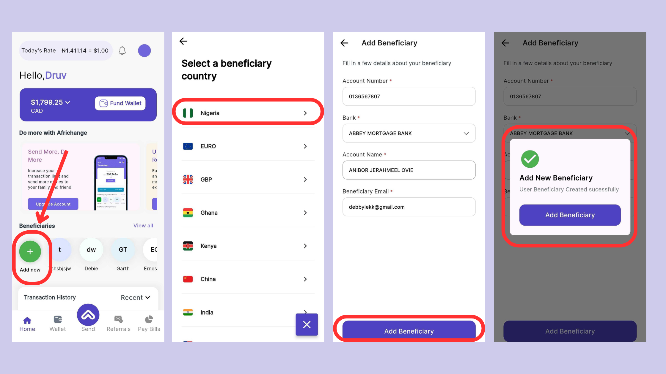 How to add a new Beneficiary – Africhange